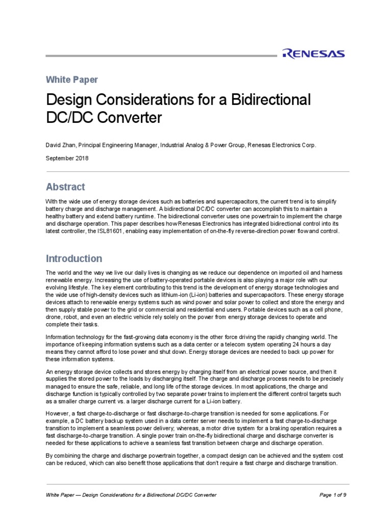 Design Considerations Bidirectional DC DC Converters | PDF | Direct ...