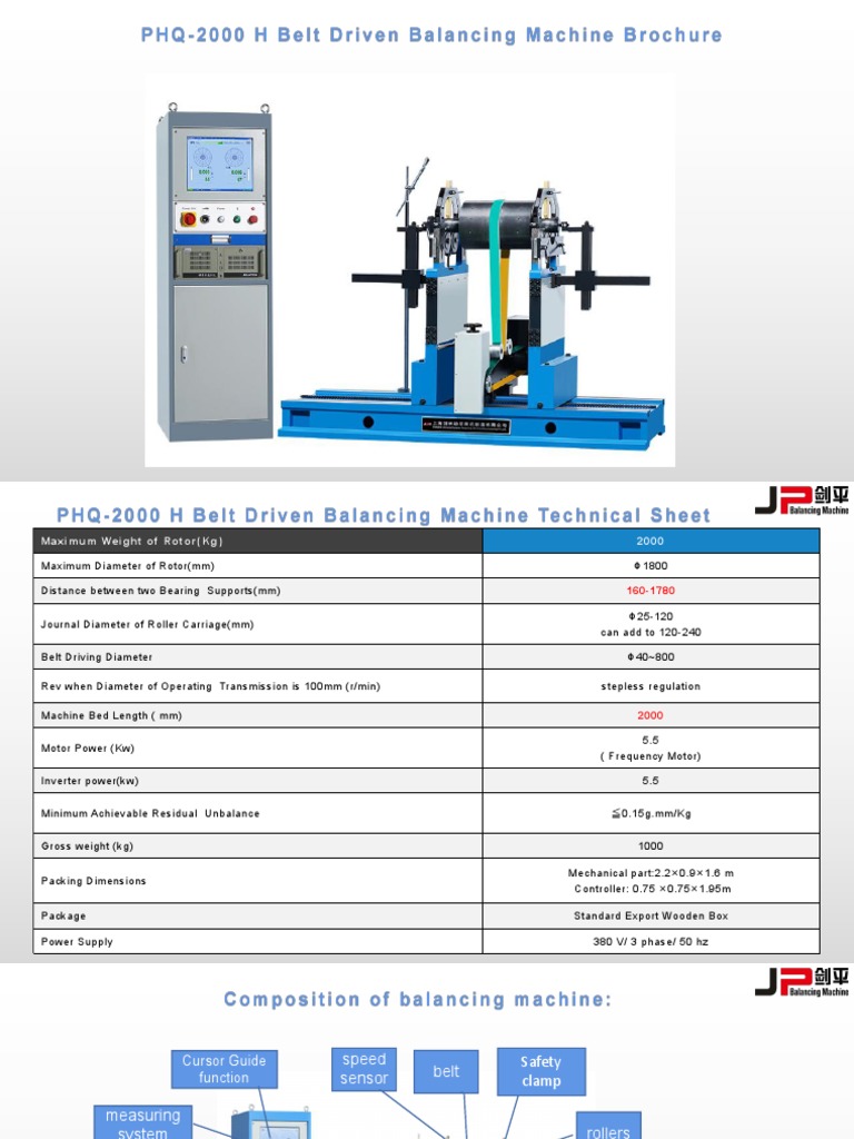 PHQ-2000h BELT DRIVEN BALANCING MACHINE BROCHURE | PDF | Electric Motor ...