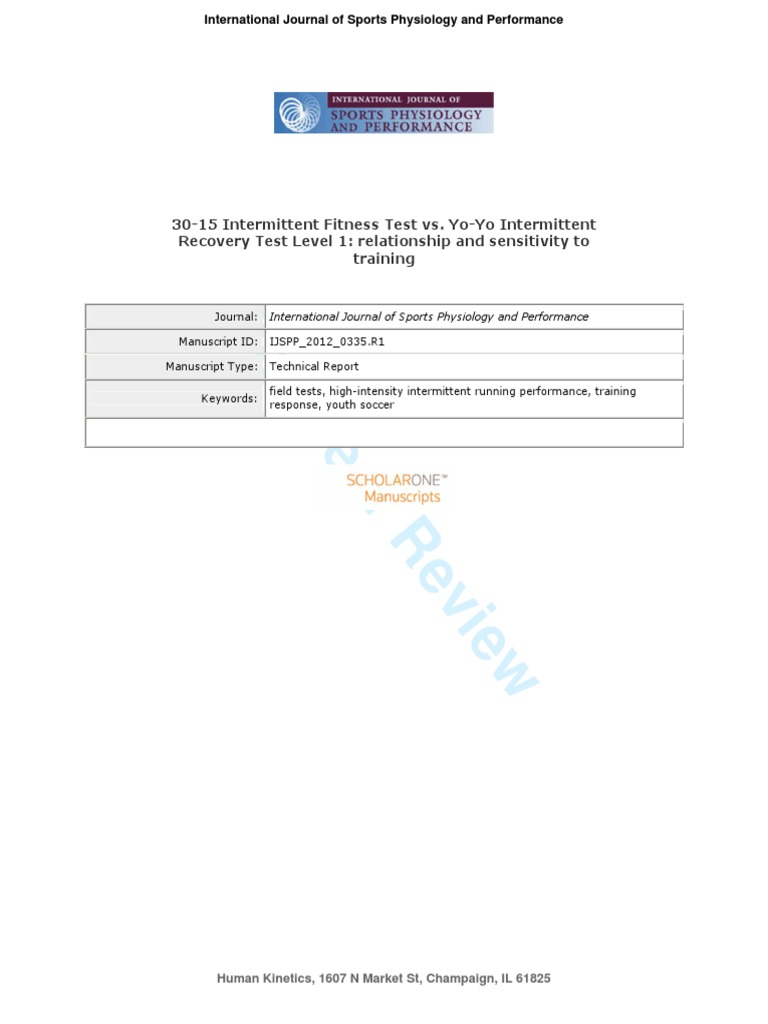 Buchheit - 30-15 Vs Yo-Yo (Original) | PDF | Effect Size