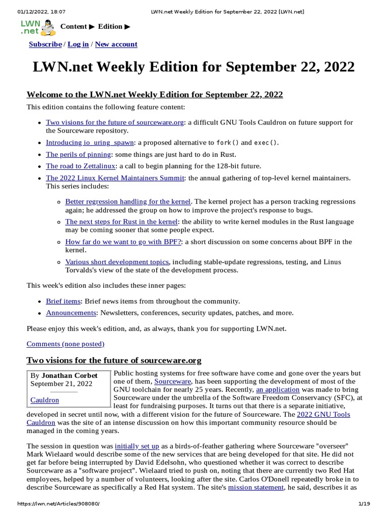 Weekly Edition For September 22, 2022 (LWN - Net) | PDF | 64 Bit ...