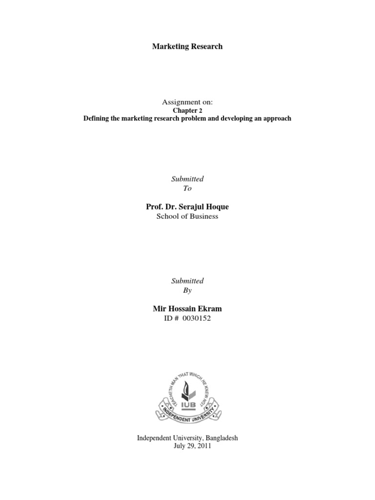 Defining The Marketing Research Problem and Developing An Approach ...