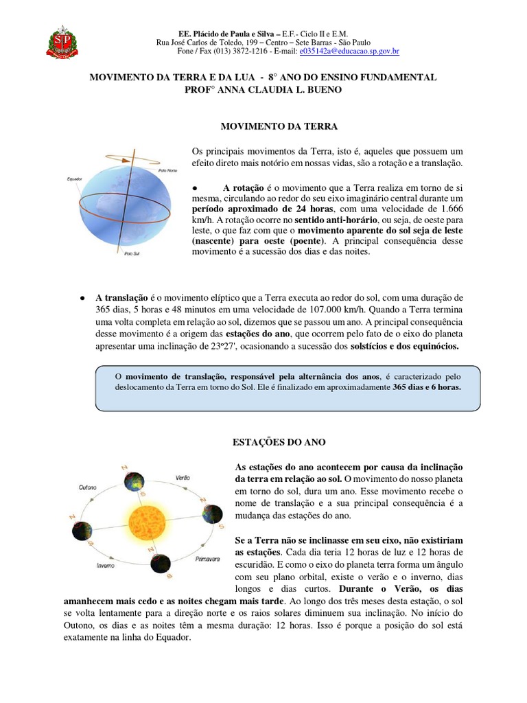 Atividade - Movimento Lua | PDF