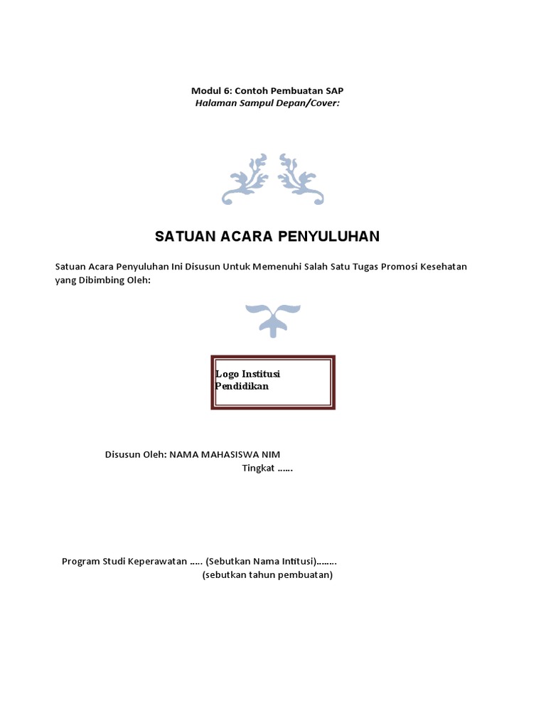 Satuan Acara Penyuluhan: Modul 6: Contoh Pembuatan SAP | PDF