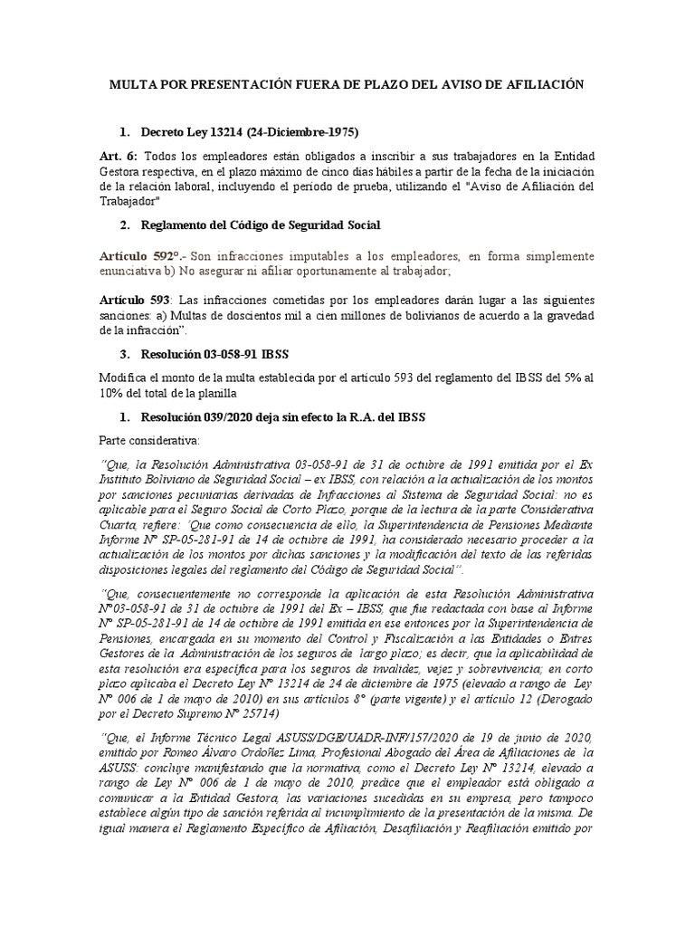 Criterios Sobre Inaplicabilidad de Multas Por Aviso de Afiliación | PDF ...