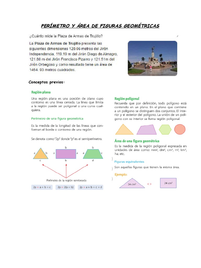 Perímetro y Área de Figuras Geométricas | PDF | Geometría Elemental ...