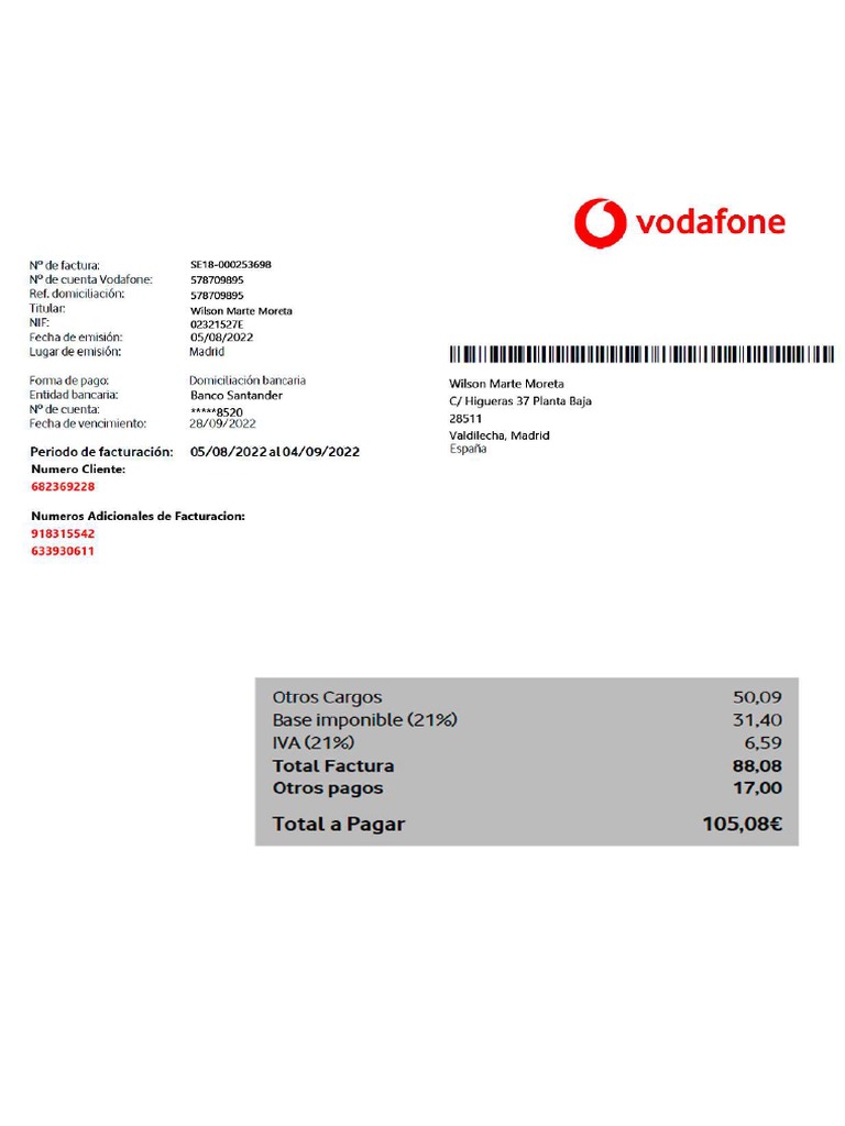 Factura Vodafone | PDF