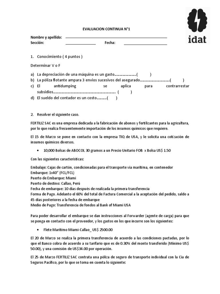 Evaluacion Continua #1 | PDF | Economias