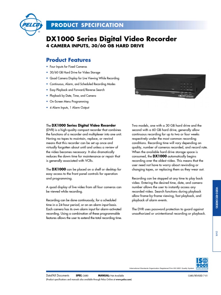 DX1000 | PDF | Digital Video Recorder | Video