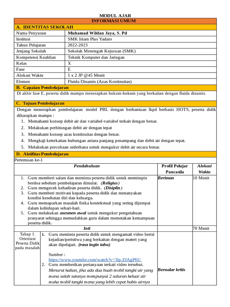 Modul Ajar/ RPP (Kurikulum Merdeka) | PDF