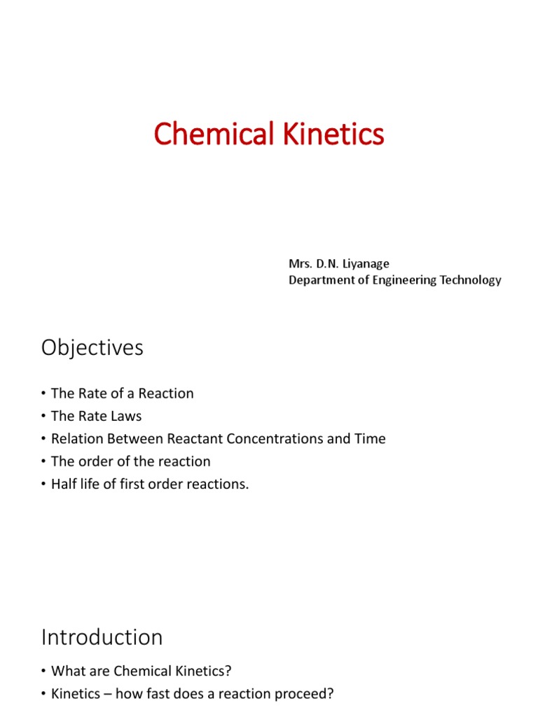 Lecture Note Chemical Kinetic | PDF | Reaction Rate | Chemical Kinetics