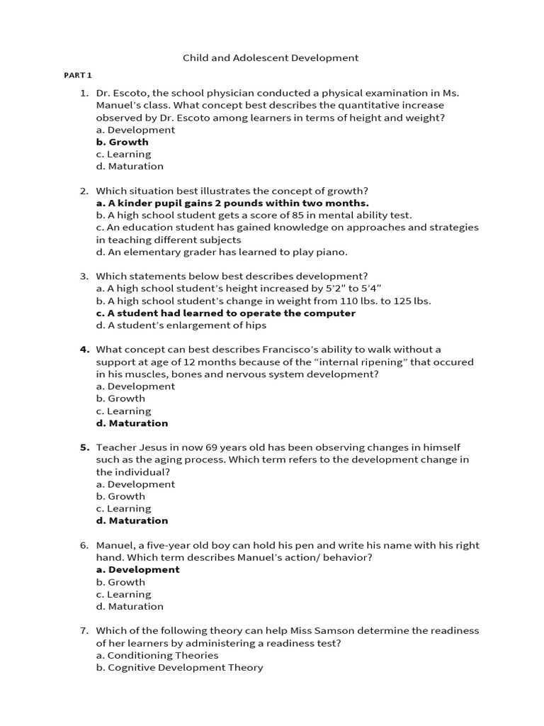 Child and Adolescent Development Concepts | PDF | Developmental ...
