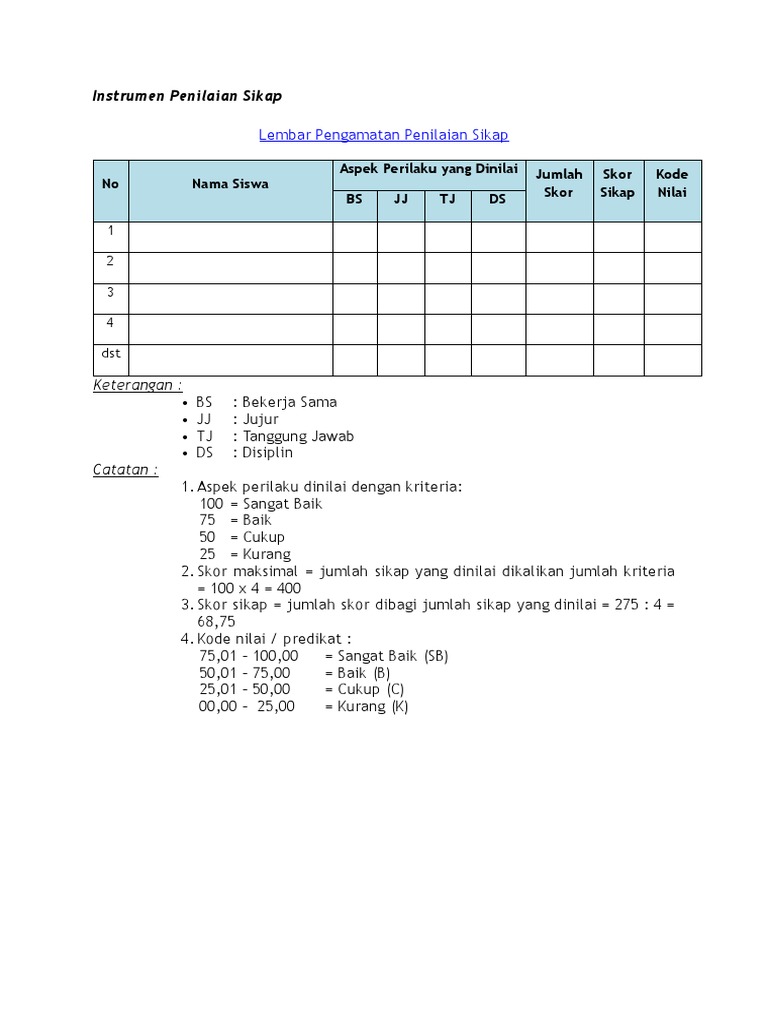 Instrumen Penilaian | PDF