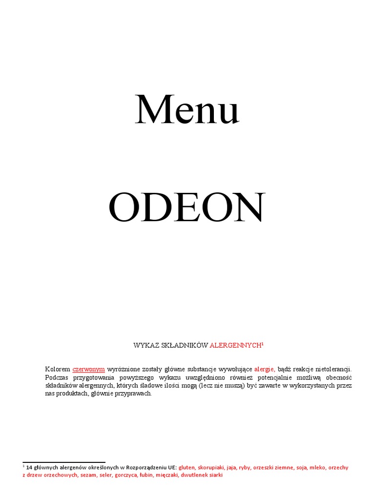 Menu Odeon | PDF