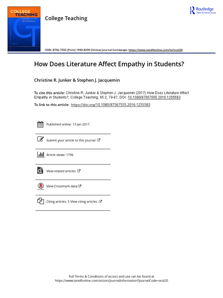 How Does Literature Affect Empathy in Students | Download Free PDF ...
