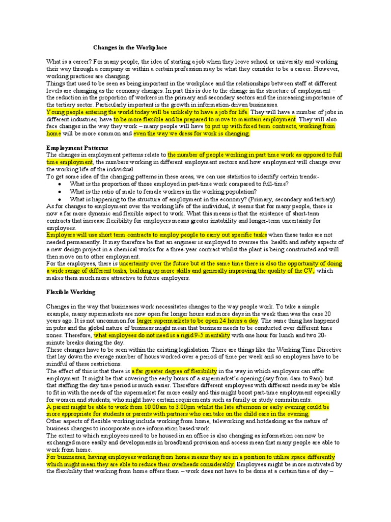Changes in The Workplace | PDF