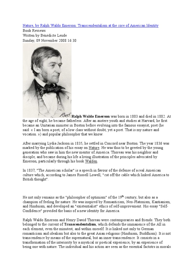 Nature, by Ralph Waldo Emerson - Transcendentalism at The Core of ...