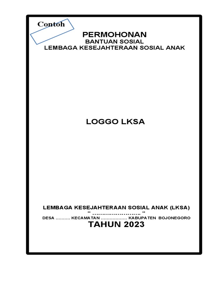 Contoh Proposal Permohonan Bansos LKSA 2023 | PDF