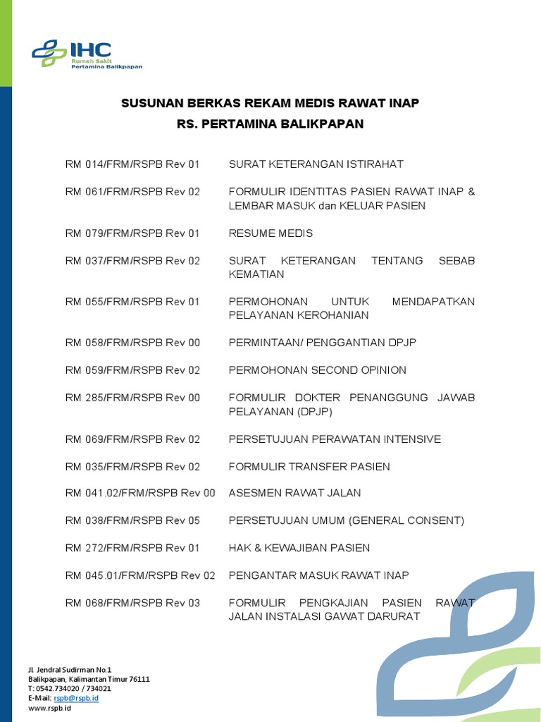 Dokumen Rekam Medis RS Pertamina | PDF