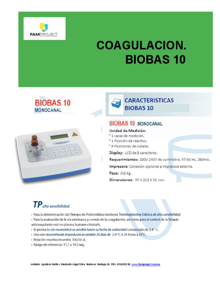 Brochure BIOBAS 10 y Reactivos | PDF