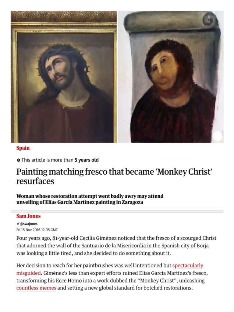 Painting Matching Fresco That Became 'Monkey Christ' Resurfaces - Spain ...