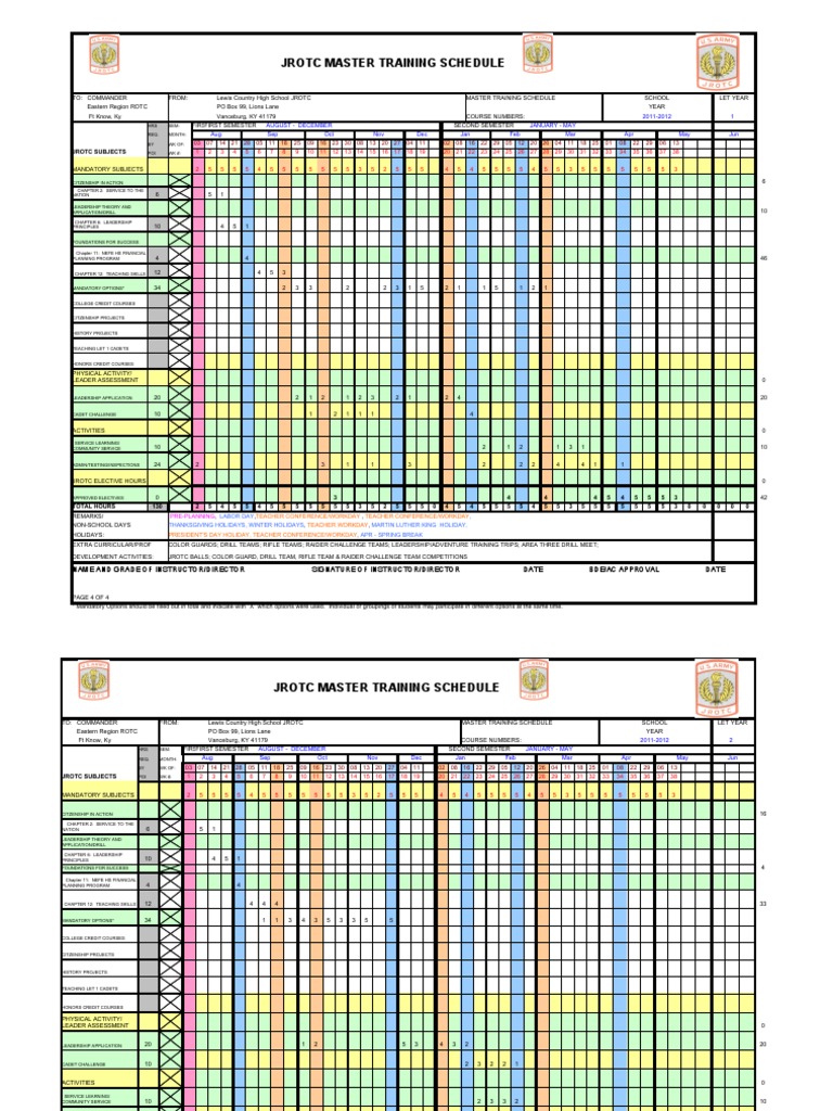JROTC Master Training Schedule 2011-2012 | PDF | Military Life | Military