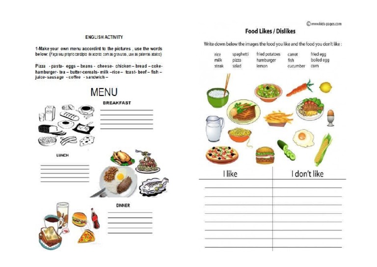 Comidas em Inglês 2 | PDF
