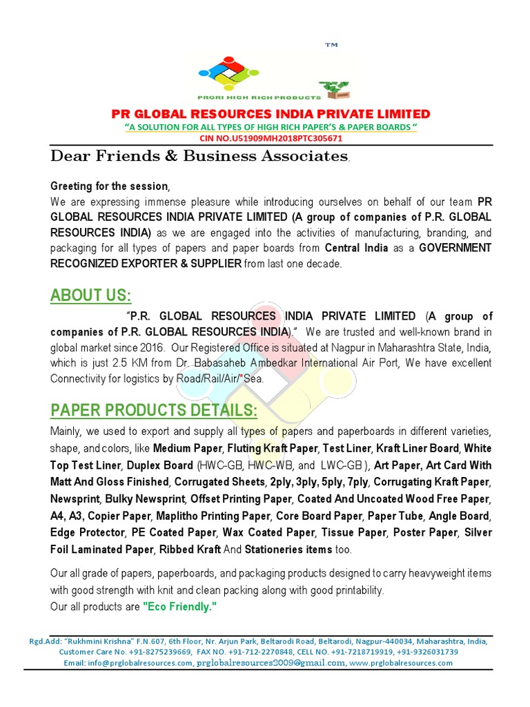Company Introduction Letter On Letter Head.. | PDF | Paper | Asia