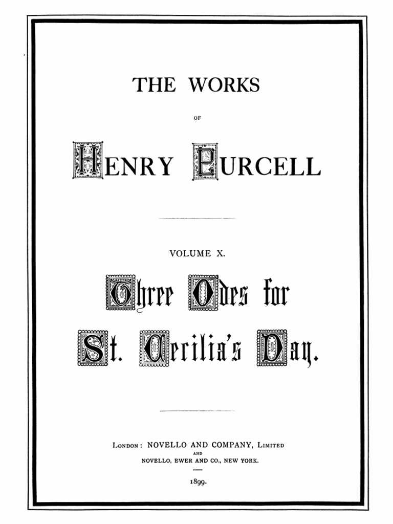 Purcell - Three Odes For ST Cecilia | PDF