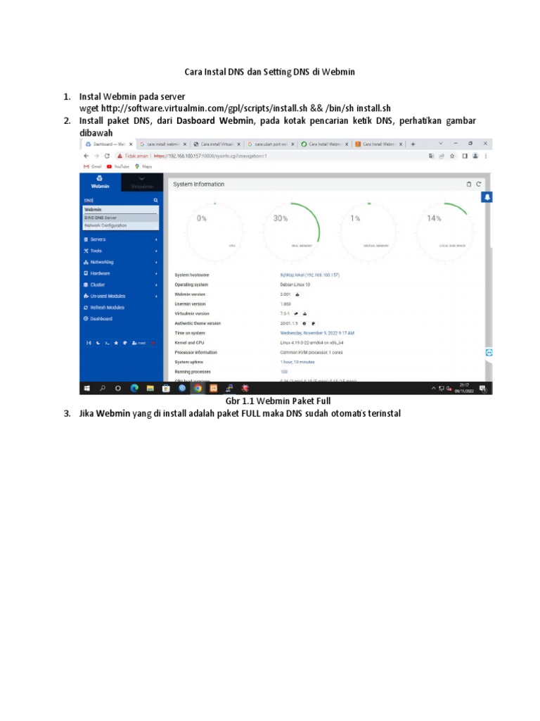 Cara Instal DNS Dan Setting DNS Di Webmin | PDF