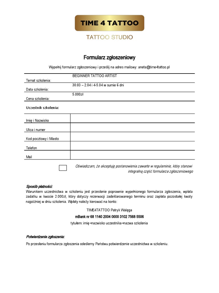 Formularz Zgłoszeniowy | PDF
