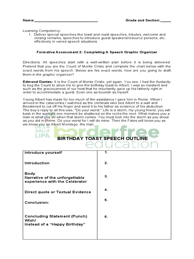 Completing A Speech Graphic Organizer | PDF