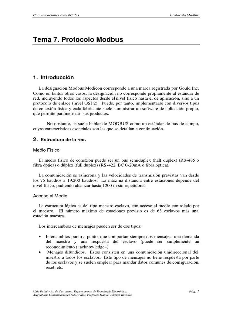 Tema 7 - Modbus | PDF | Poco | Ascii