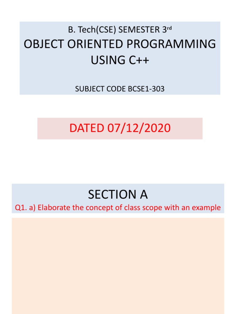 Sample Oops Question Paper | PDF