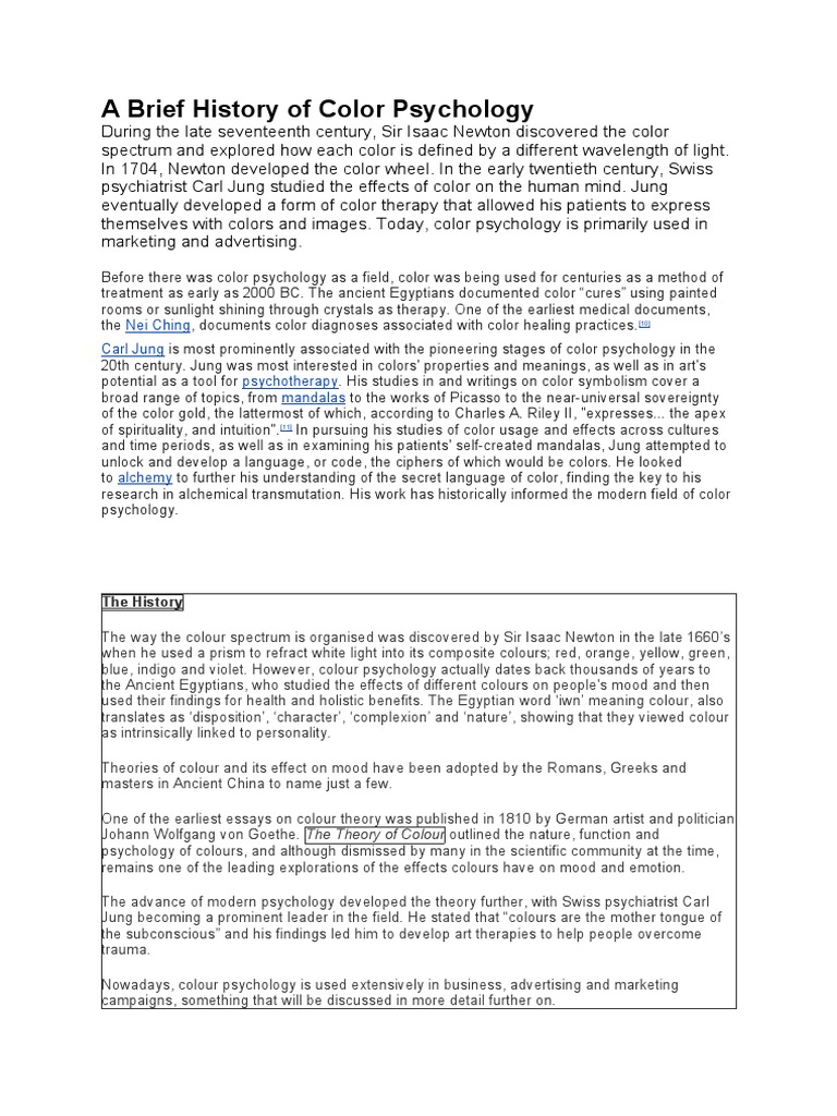 A Brief History of Color Psychology | PDF