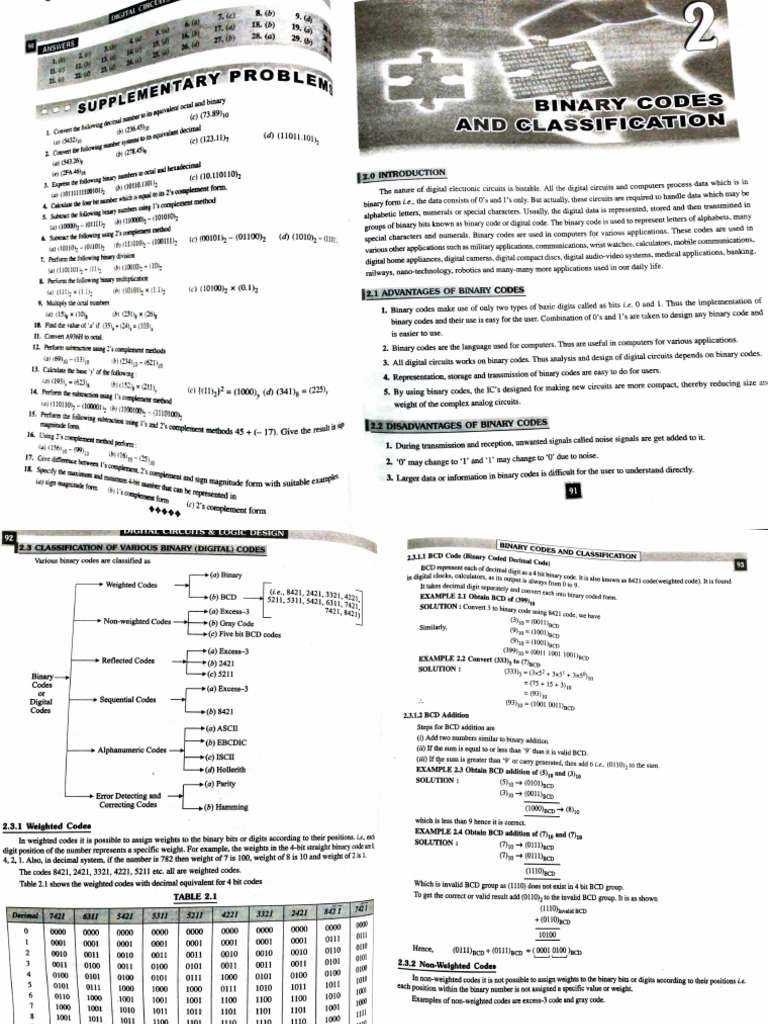 Binary Code And Classification Book Pdf Binary Coded Decimal Bit 