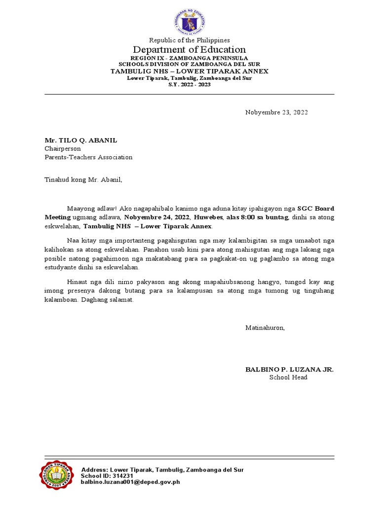 Letter To SGC Officers | PDF