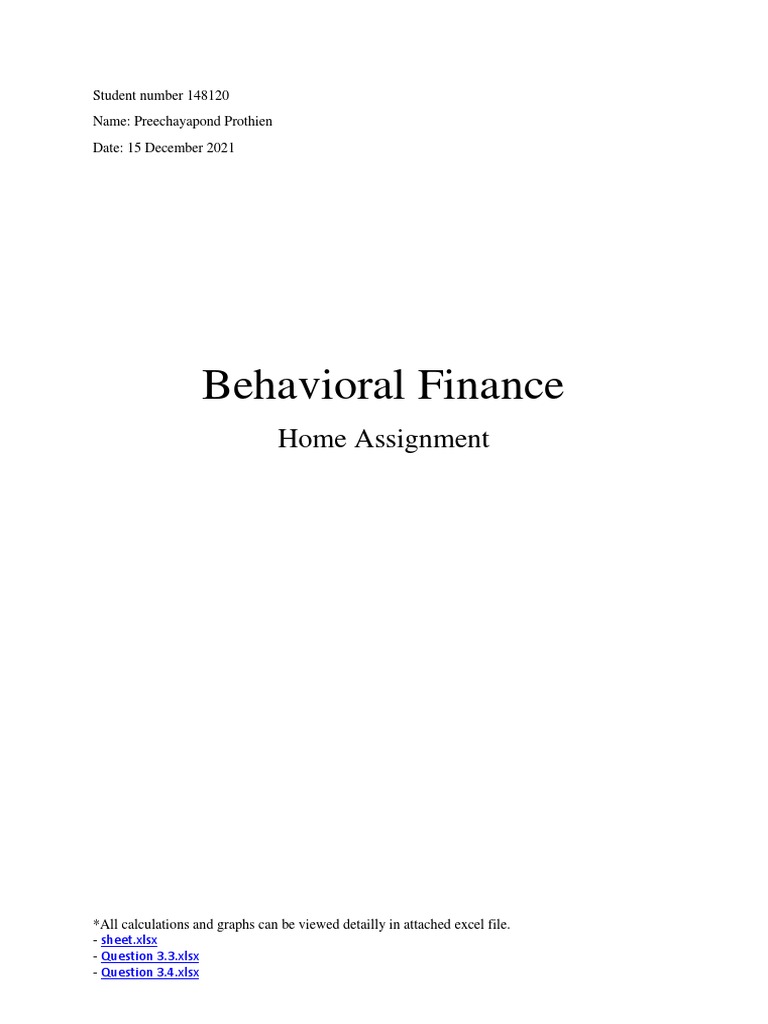 Behavioral Finance - Final Exam | PDF | Utility | Discounting