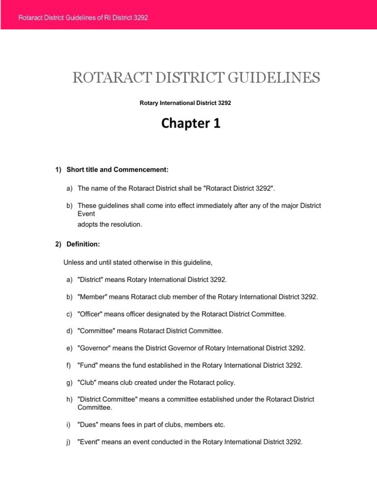 Rotaract District Guidelines Amended 1ndPSMEET 2021 22 | PDF