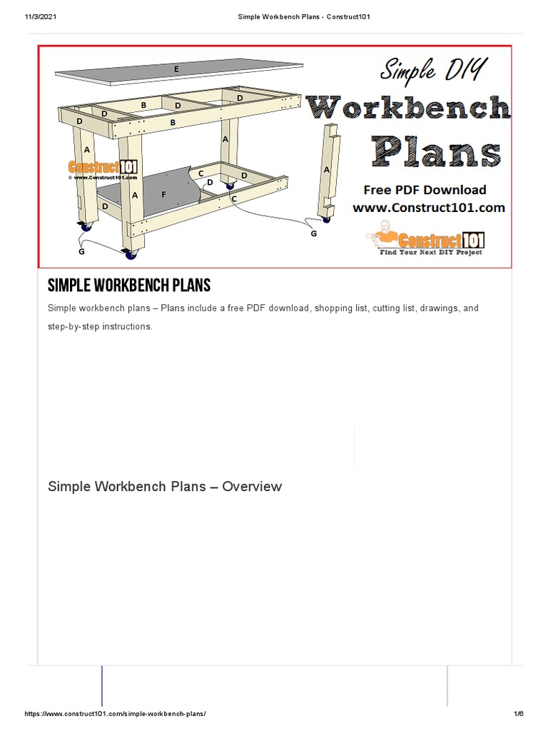 Free Simple Workbench Plans PDF | PDF | Crafts | Wood
