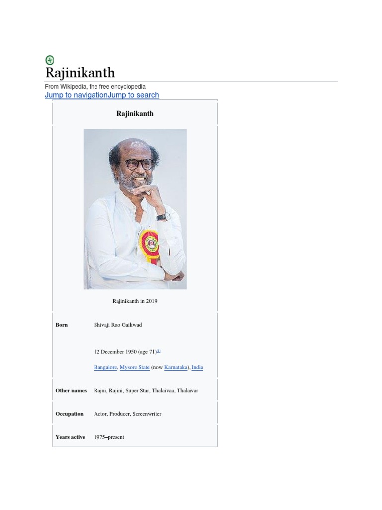 Rajinikanth | PDF | Cinema Of India