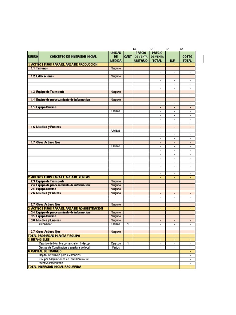 Formato para Activos Fijo | PDF