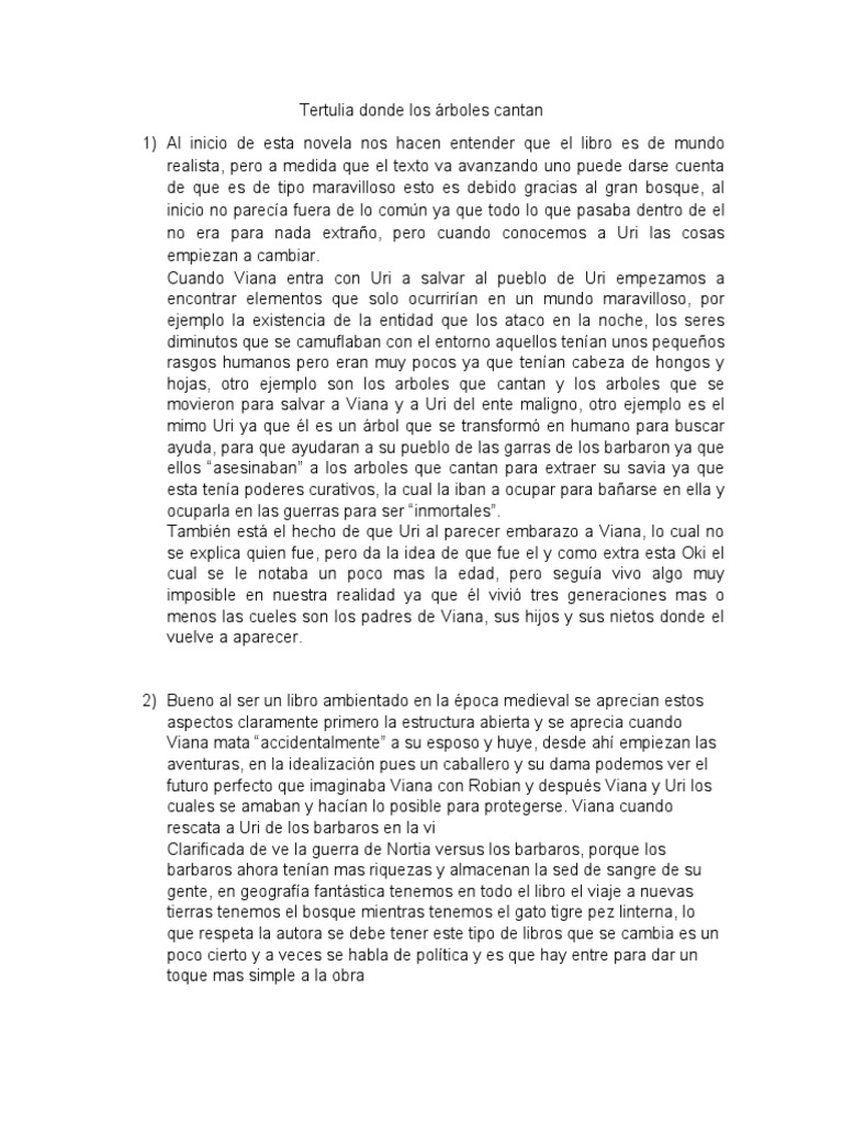 Tertulia Donde Los Arboles Cantan | PDF