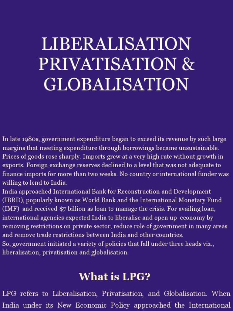 Liberalisation Privatisation & Globalisation | PDF