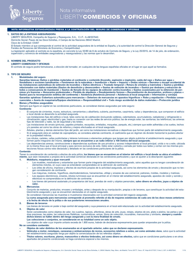 Comercios Liberty | PDF | Póliza de seguros | Seguro
