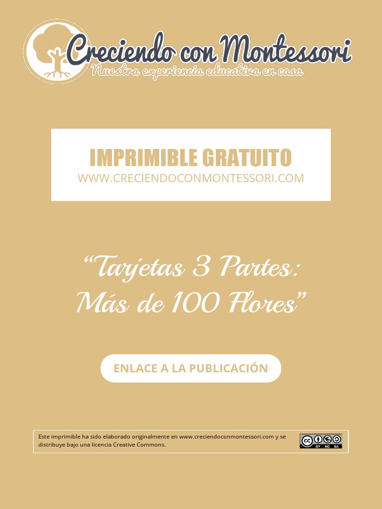 Flores - Imprimible Tarjetas 3 Partes Montessori - Más de 100 Flores ...