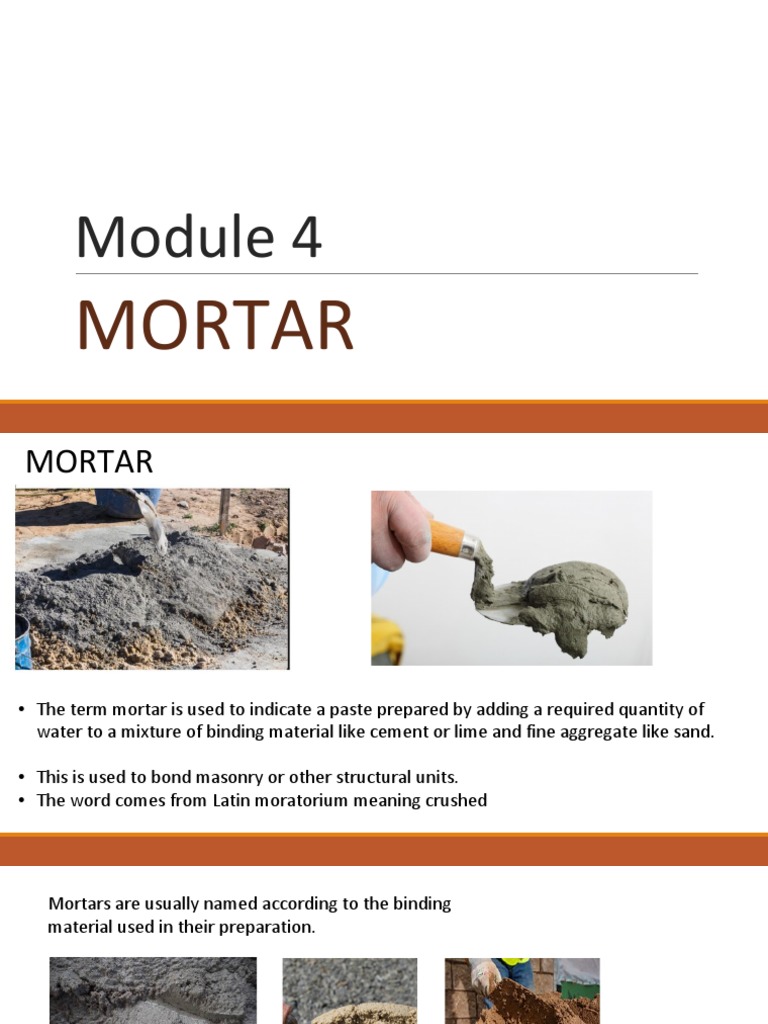 Mod 04 - Mortar | PDF | Cement | Mortar (Masonry)