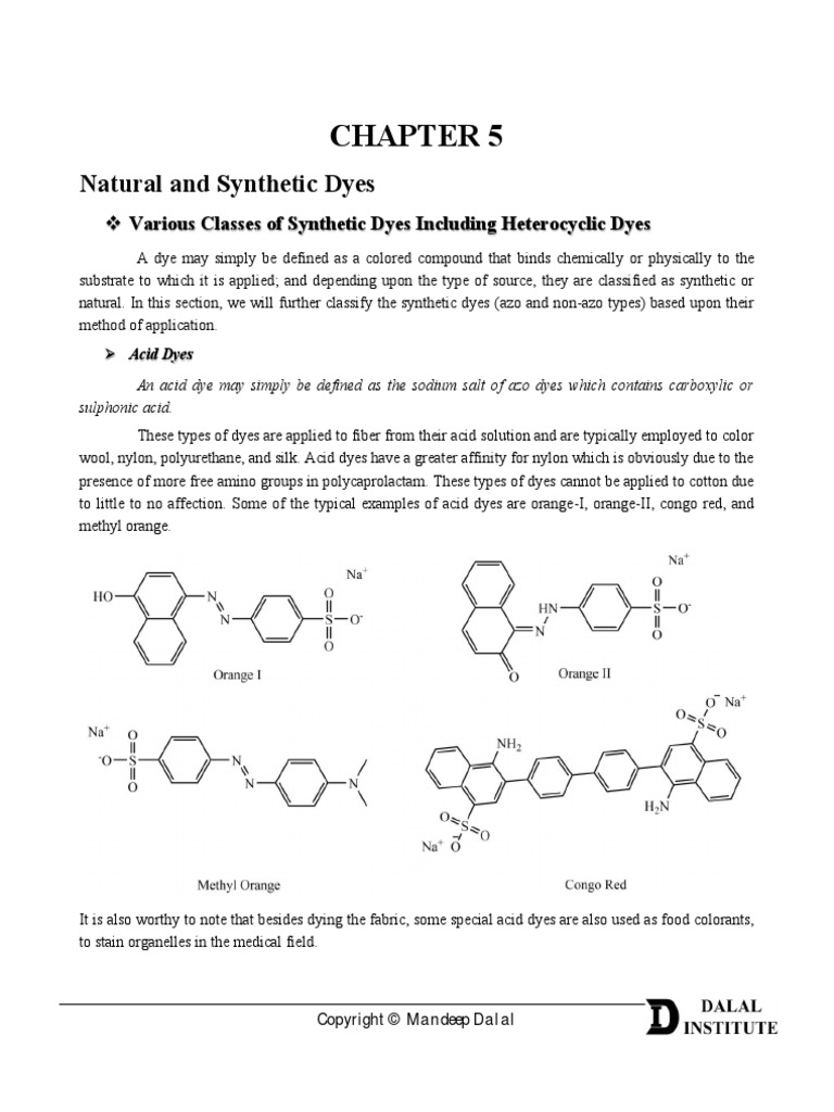 Natural and Synthetic Dyes | PDF