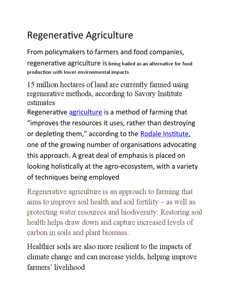 Regenerative Agriculture | PDF
