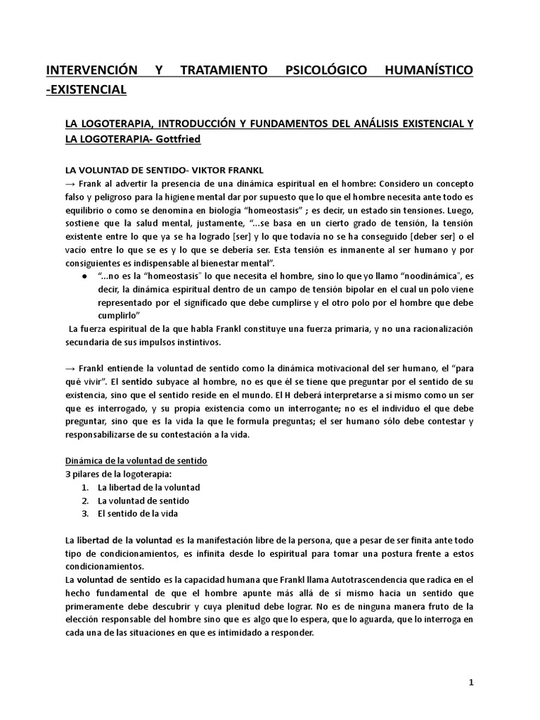 Resumen Terapia Existencial | PDF | Neurosis | Amor