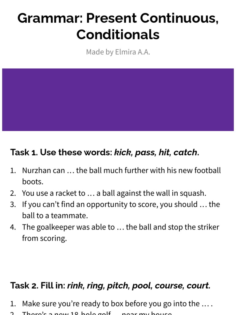 Grammar - Present Continuous, Conditionals | PDF